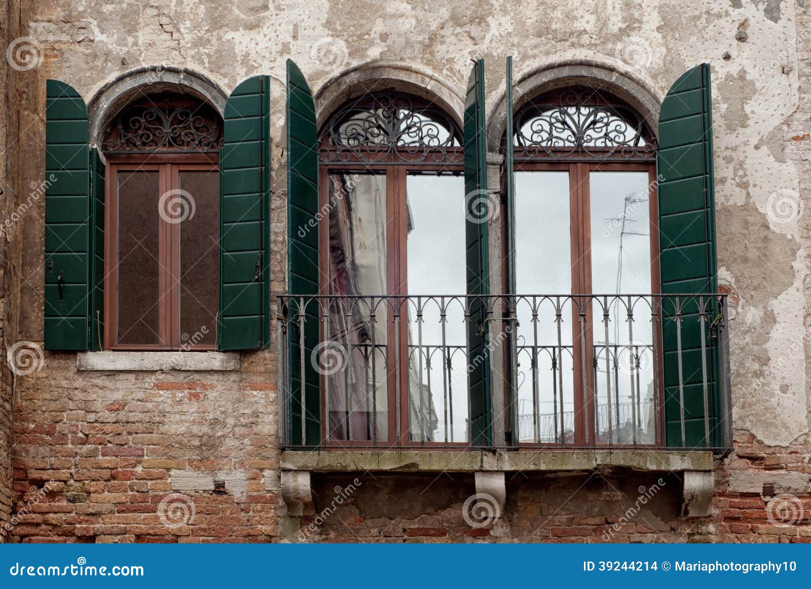 Windows with Green Shutters from Venice, Italy Stock Photo - Image of ...