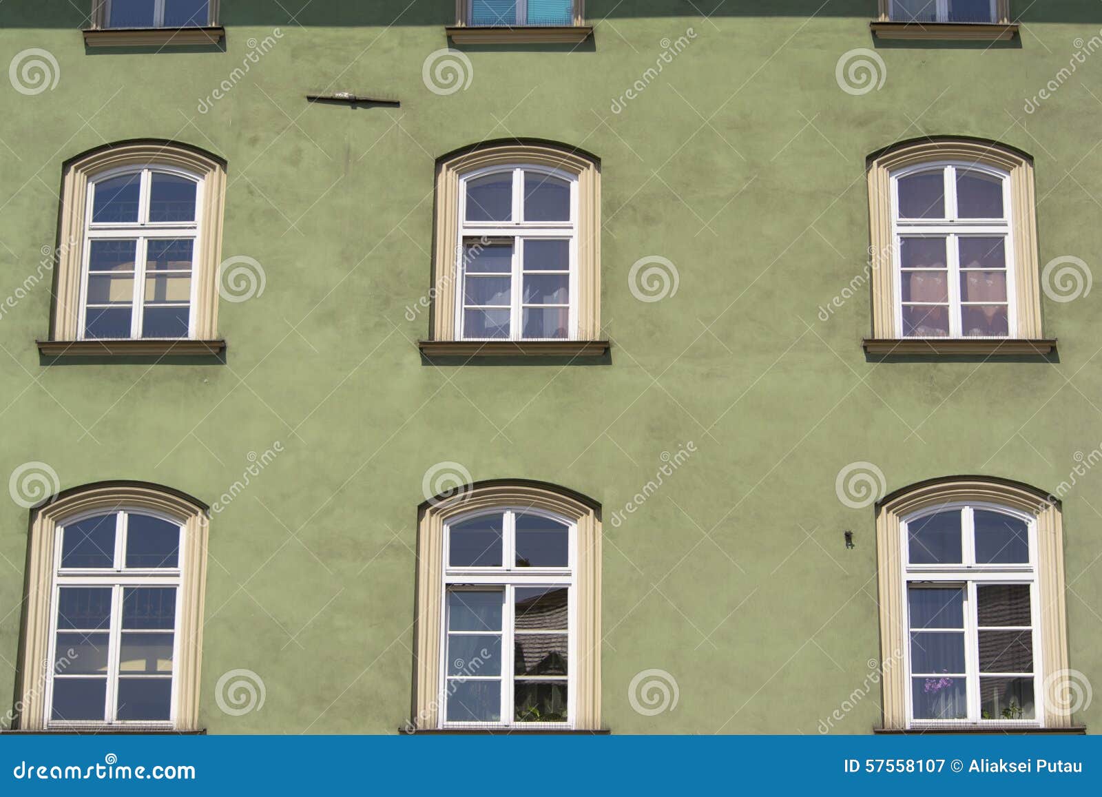 Windows in green wall stock image. Image of green, market - 57558107