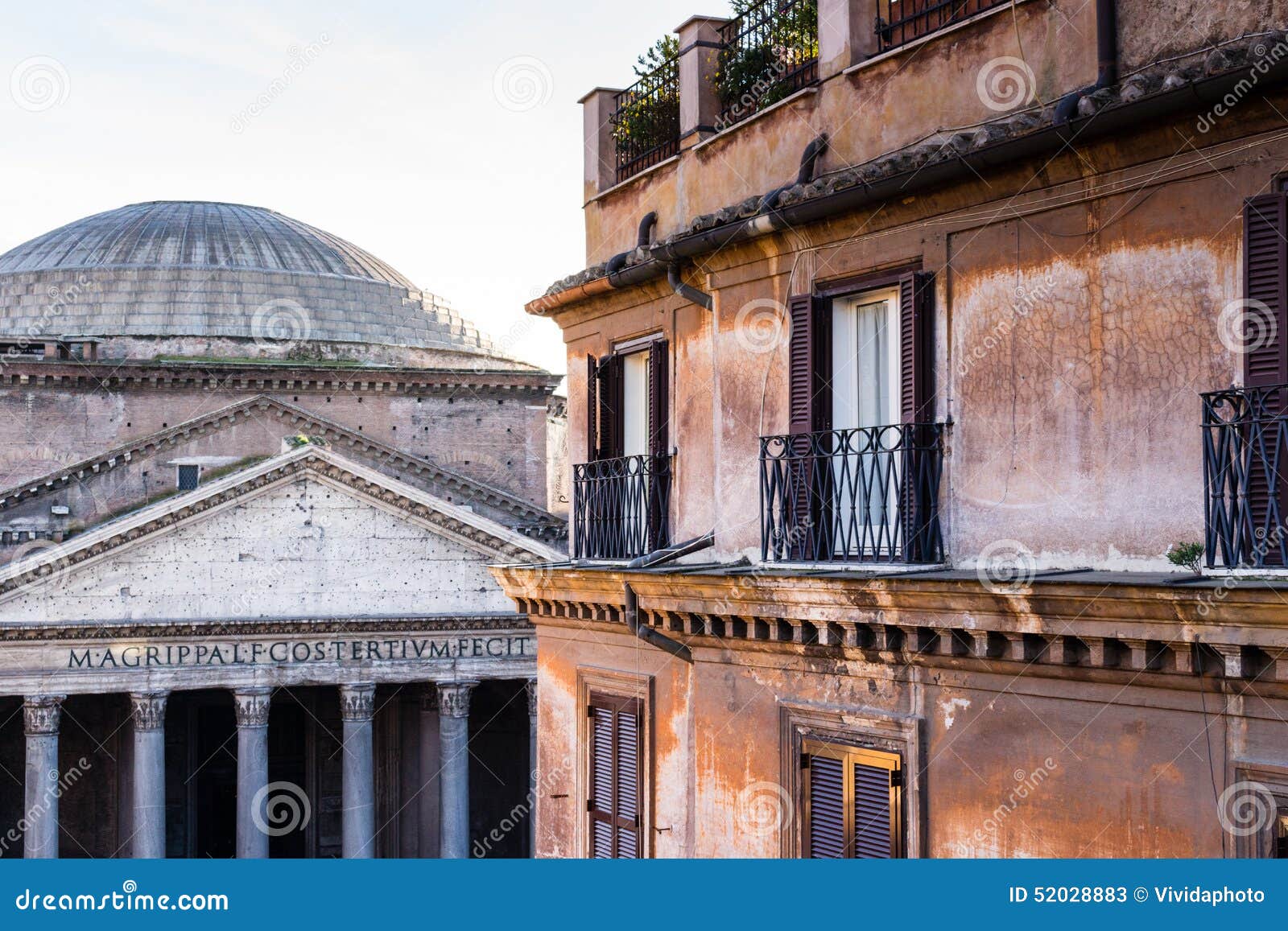 Windows of Historical Building in the Center of Rome Stock Image ...