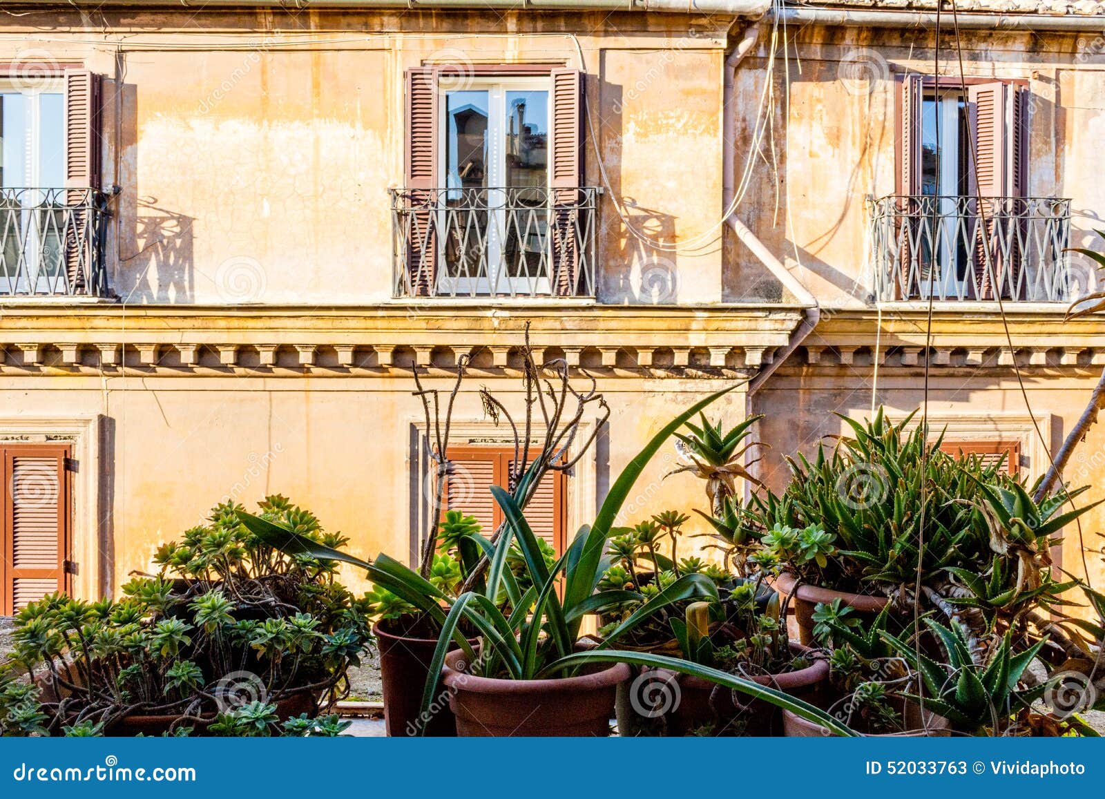 Windows of Historical Building in Rome Stock Image - Image of history ...