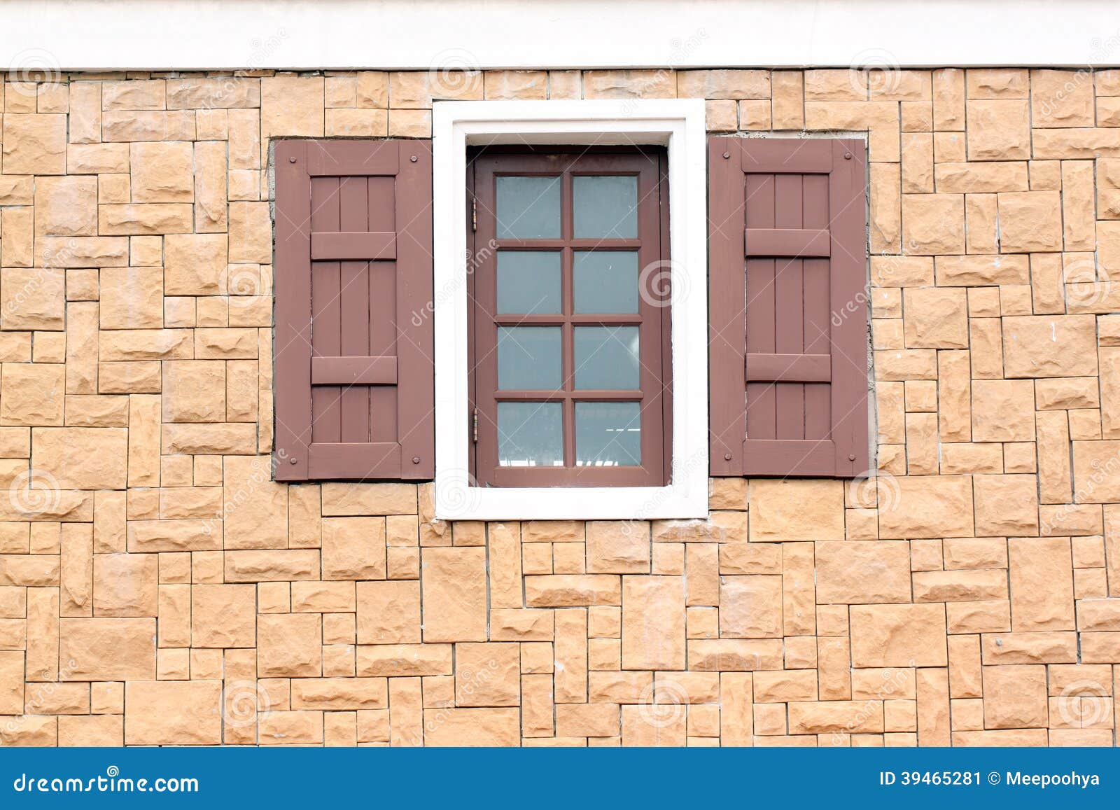 Windows of Homes with Brick Wall Surround. Stock Image - Image of wood ...