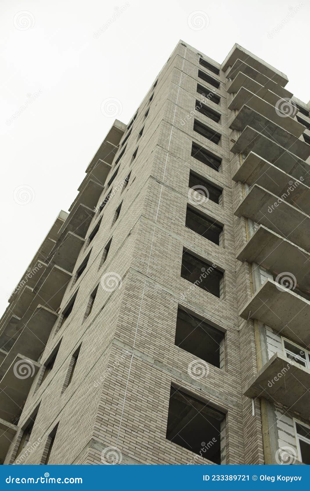 Windows of the House Under Construction. Construction of a Building in ...