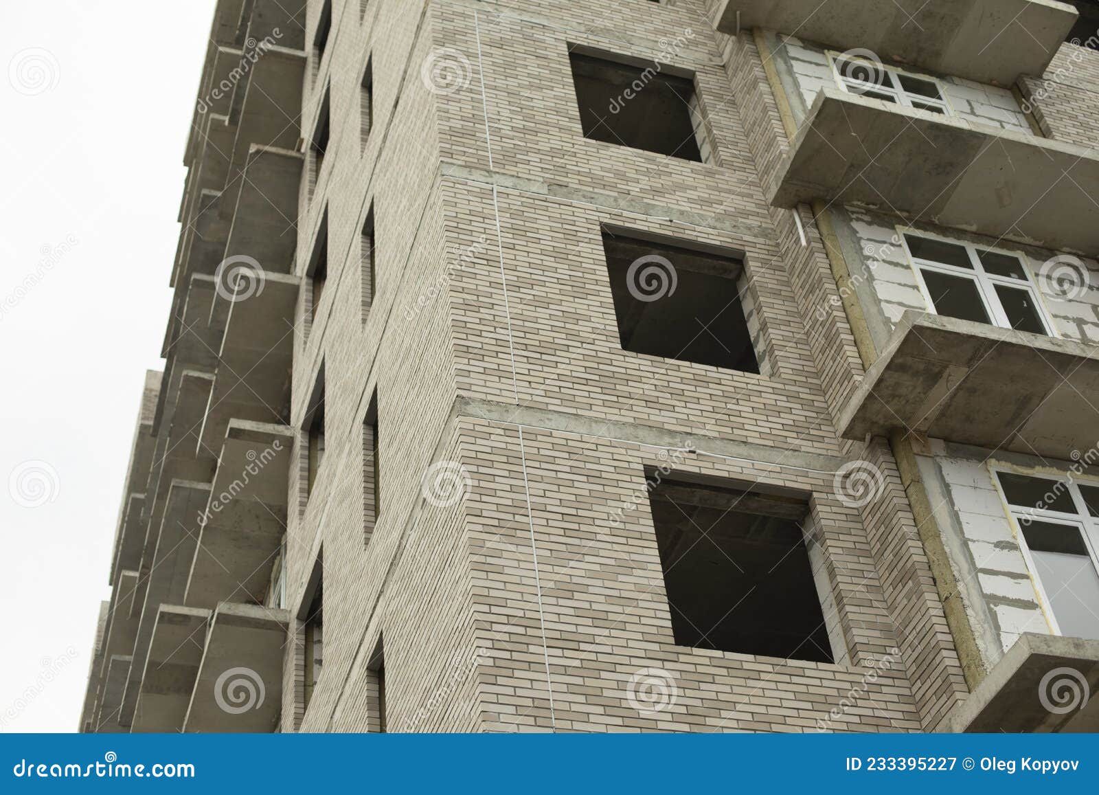Windows of the House Under Construction. Construction of a Building in ...