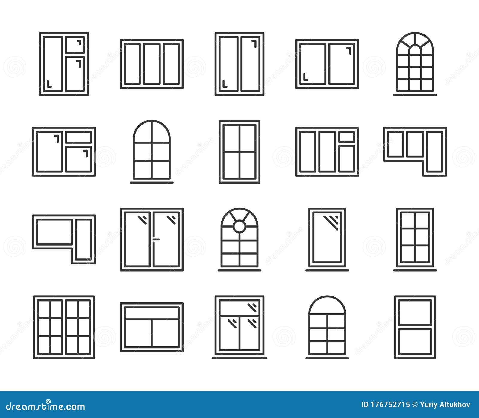 Windows Icons. Windows Frames Line Icon Set. Vector Illustration ...