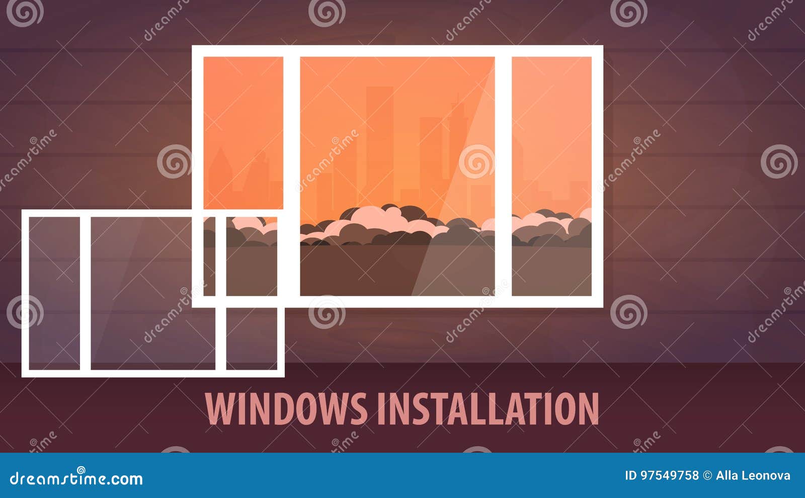 Windows Installation Banner. View from the Window. Vector Illustration ...