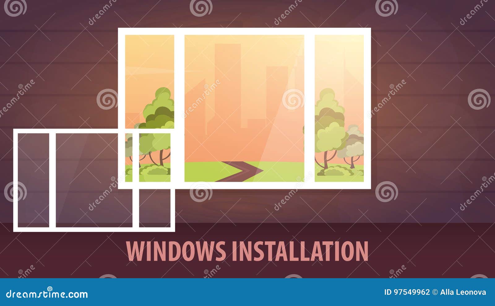 Windows Installation Banner. View from the Window. Vector Illustration ...