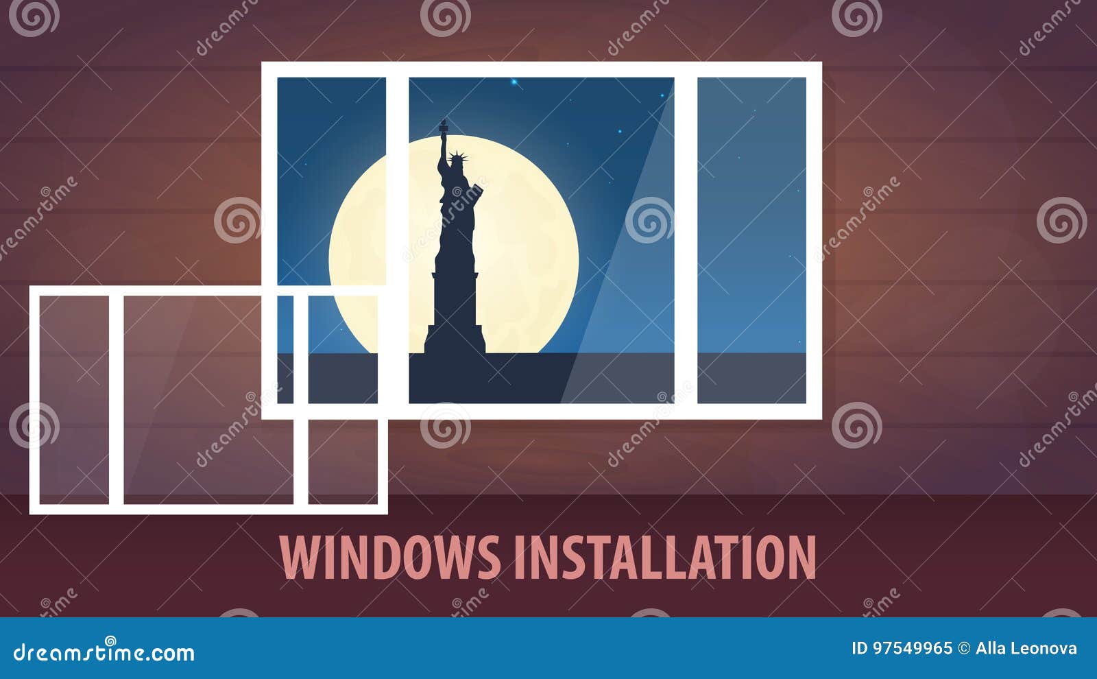 Windows Installation Banner. View from the Window. Vector Illustration ...