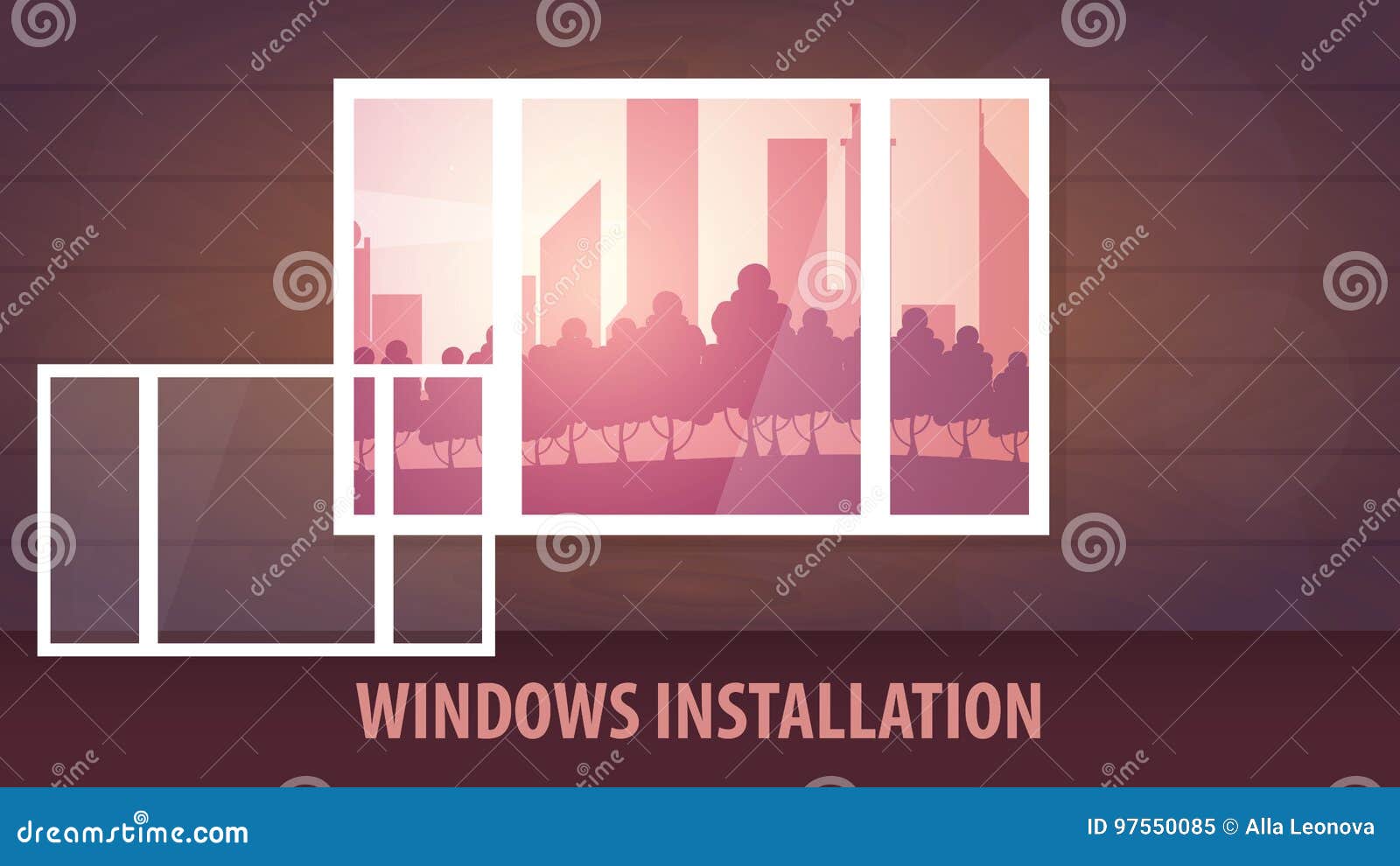 Windows Installation Banner. View from the Window. Vector Illustration ...