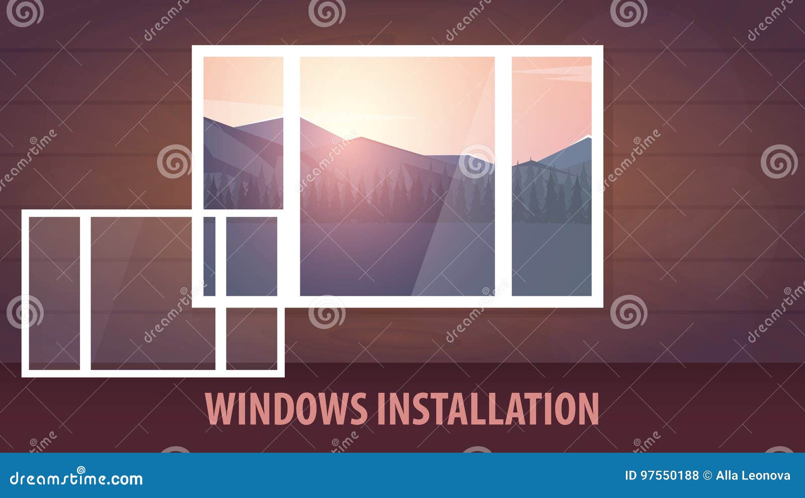Windows Installation Banner. View from the Window. Vector Illustration ...