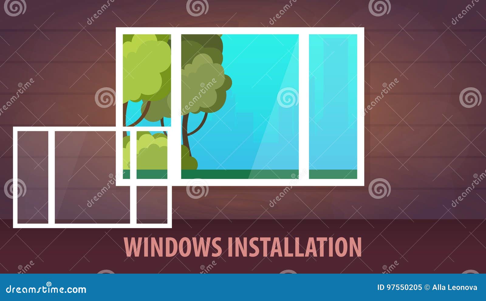 Windows Installation Banner. View from the Window. Vector Illustration ...