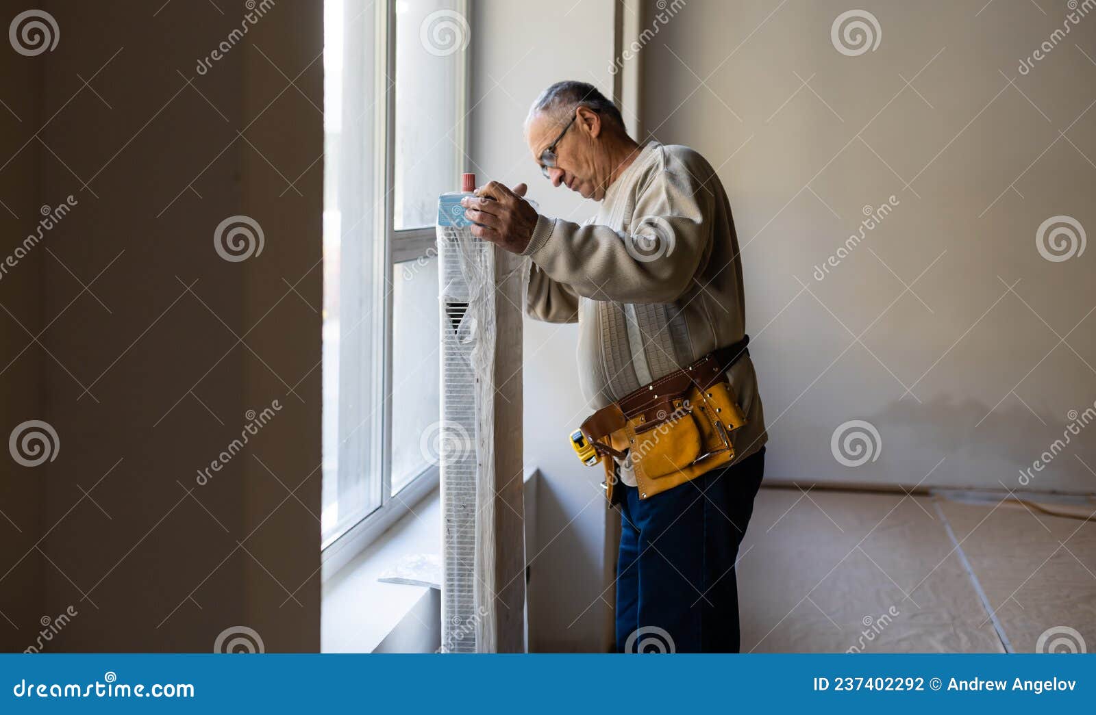 Windows Installation Worker. Window Customizer Stock Photo - Image of ...