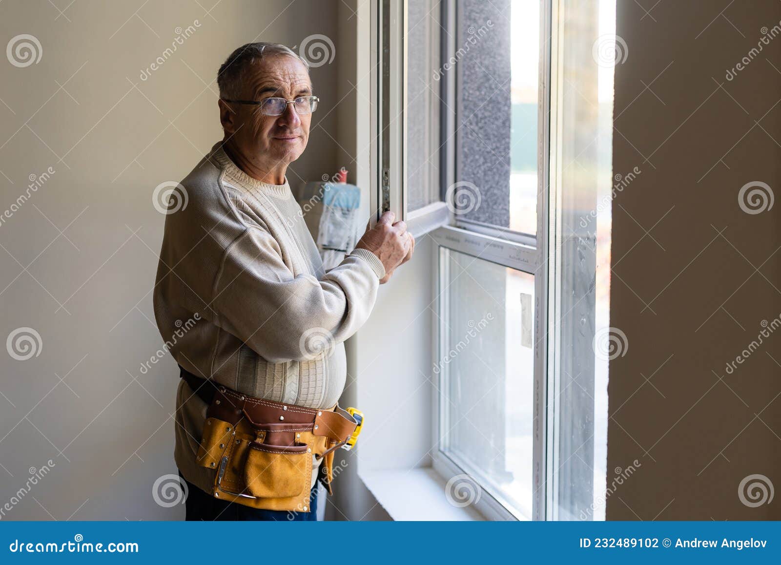 Windows Installation Worker. Window Customizer Stock Photo - Image of ...