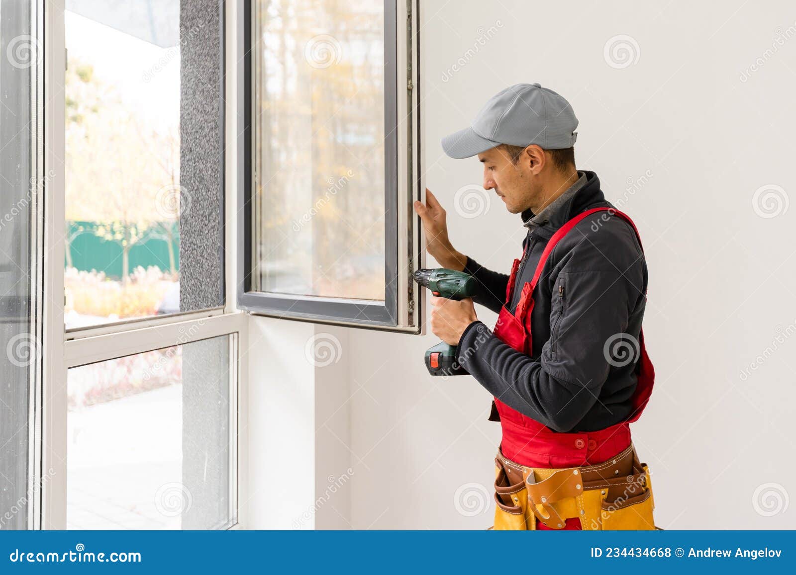 Windows Installation Workers, Worker Window in a Building Stock Photo ...