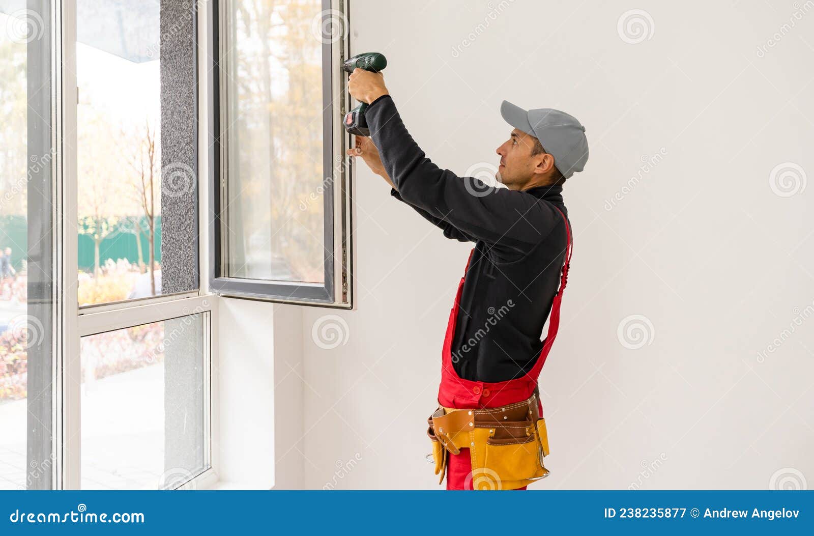 Windows Installation Workers, Worker Window in a Building Stock Image ...