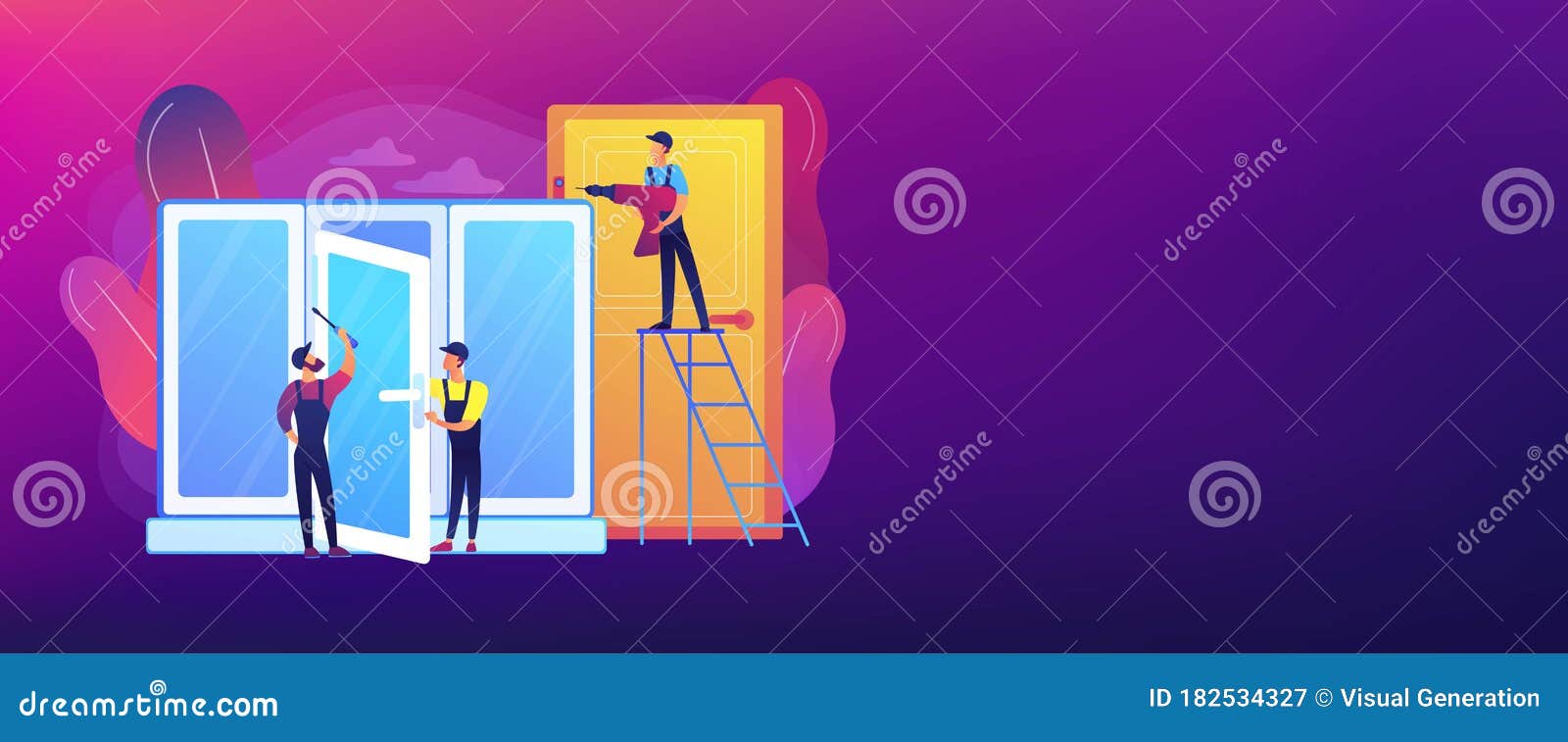 Windows and Doors Services Concept Banner Header Stock Vector ...