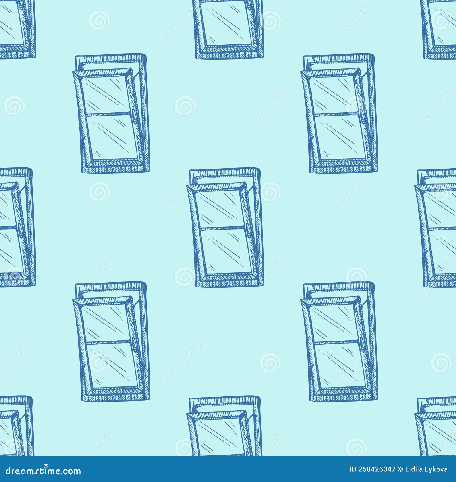 Windows Lean Forward Engraved Seamless Pattern. Retro Frame Glass ...