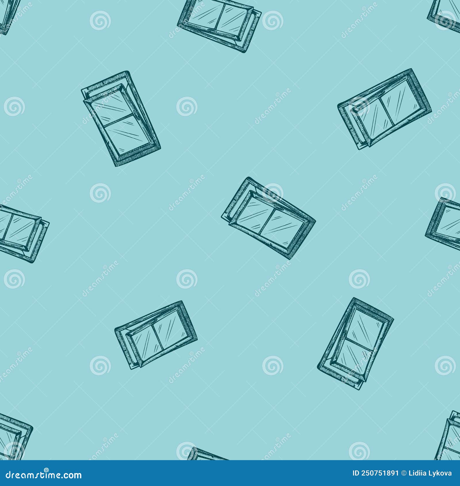 Windows Lean Forward Engraved Seamless Pattern. Retro Frame Glass ...