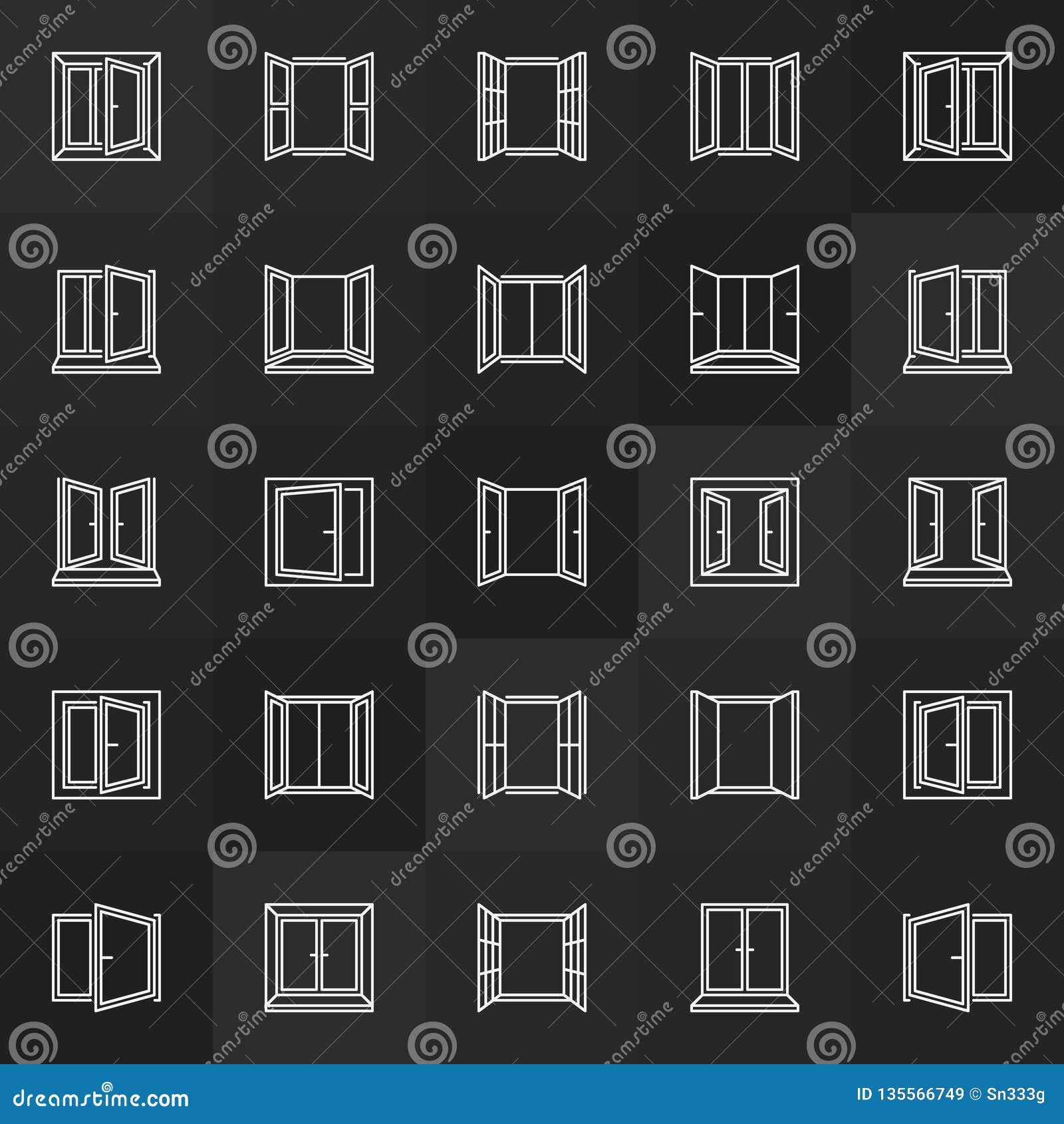 Windows Line Icons Collection. Vector Window Linear Signs Stock Vector ...