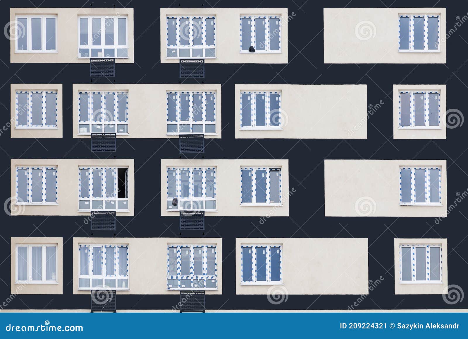 The Windows Located in the Front Wall of the Modern Building Form ...