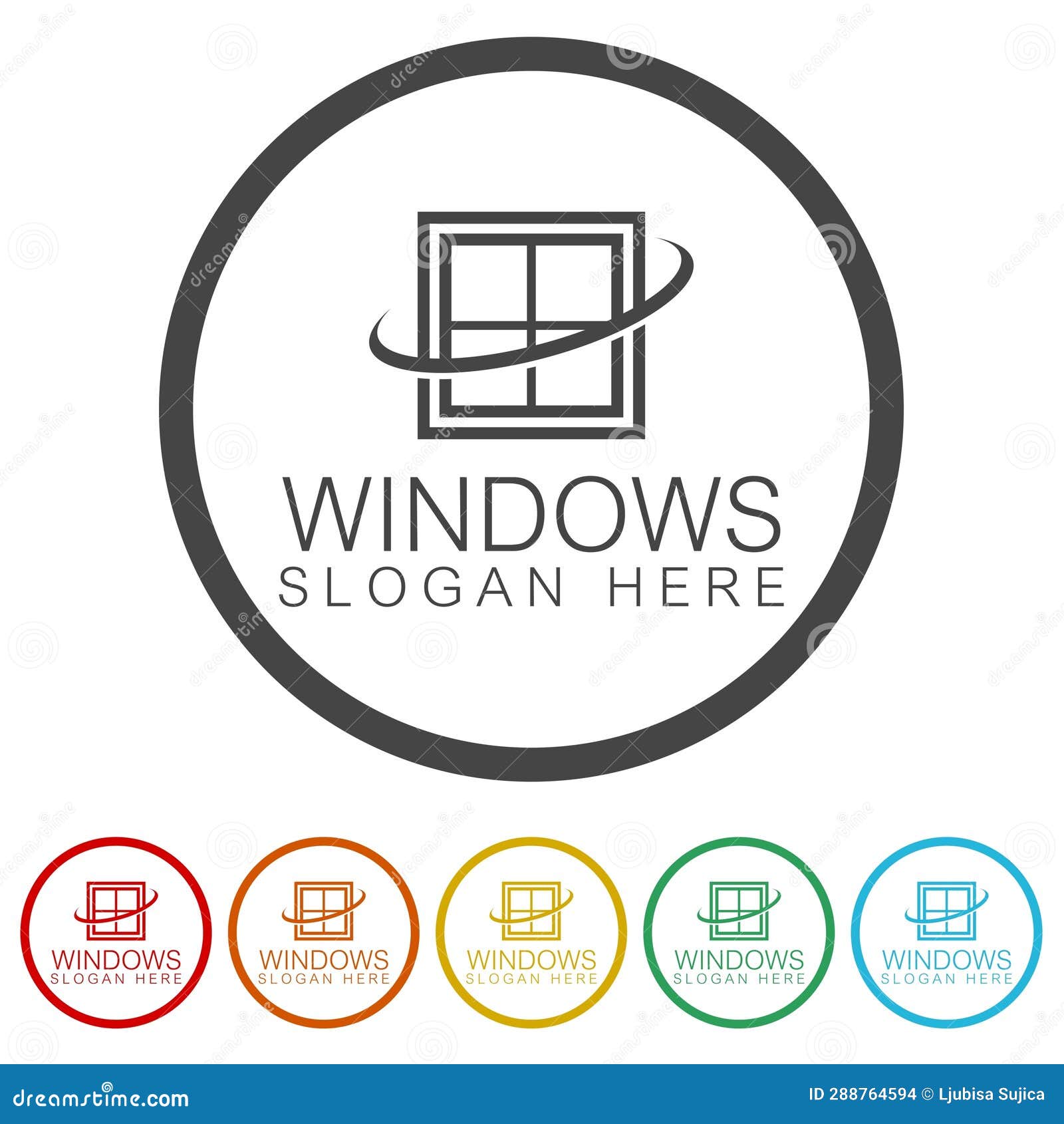 Windows Logo Design Template. Set Icons in Color Circle Buttons Stock ...