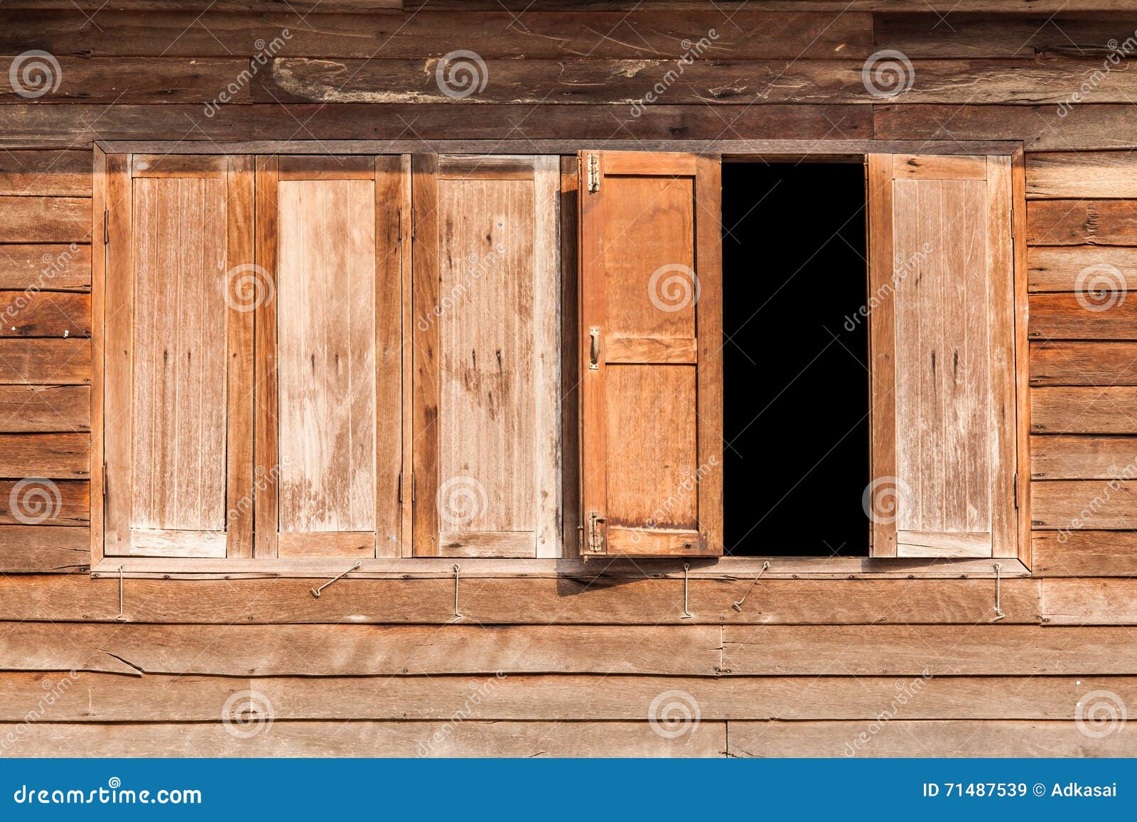 Windows Made of Old Wood on Wooden Wall Stock Image - Image of wall ...