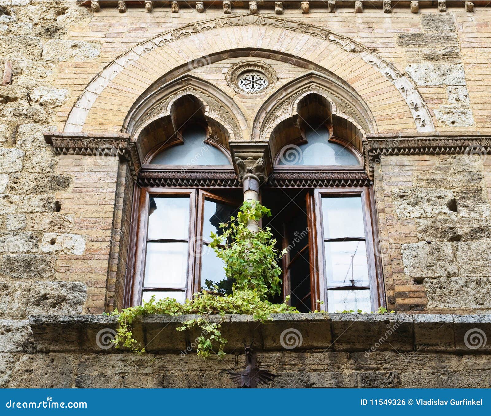Windows on Medieval Brick Wall Stock Photo - Image of stone, ancient ...