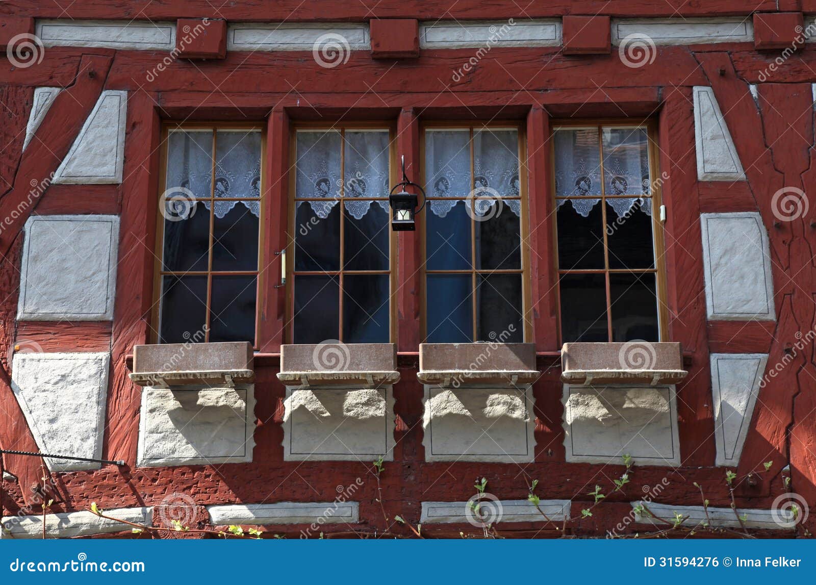 Windows of Medieval Half-timbered House (Switzerland) Stock Photo ...