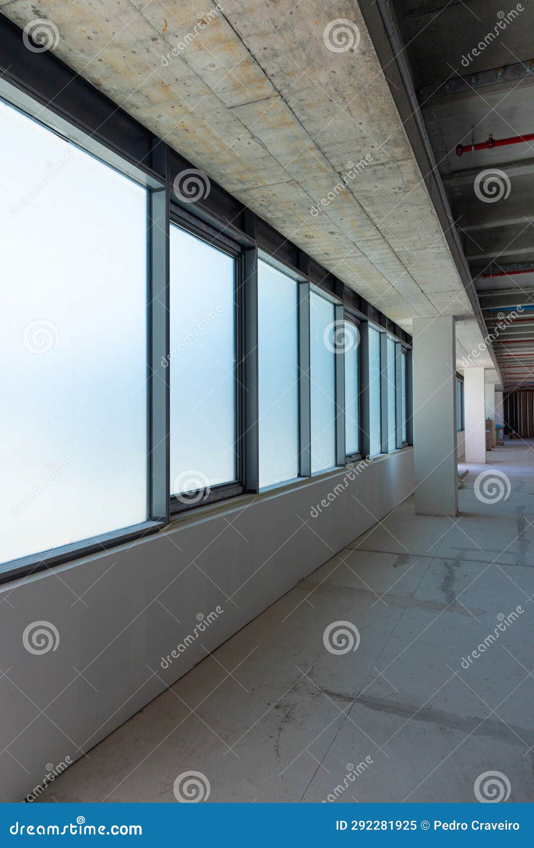 Windows in Modern Empty Business Building Construction Interior Stock ...