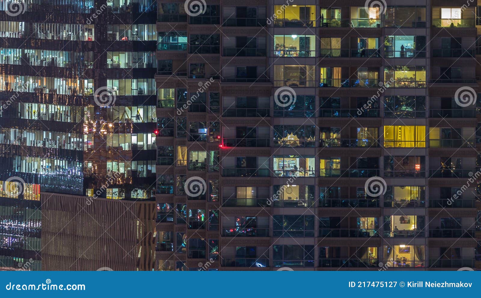 Windows of the Multi-storey Building of Glass and Steel Lighting Inside ...