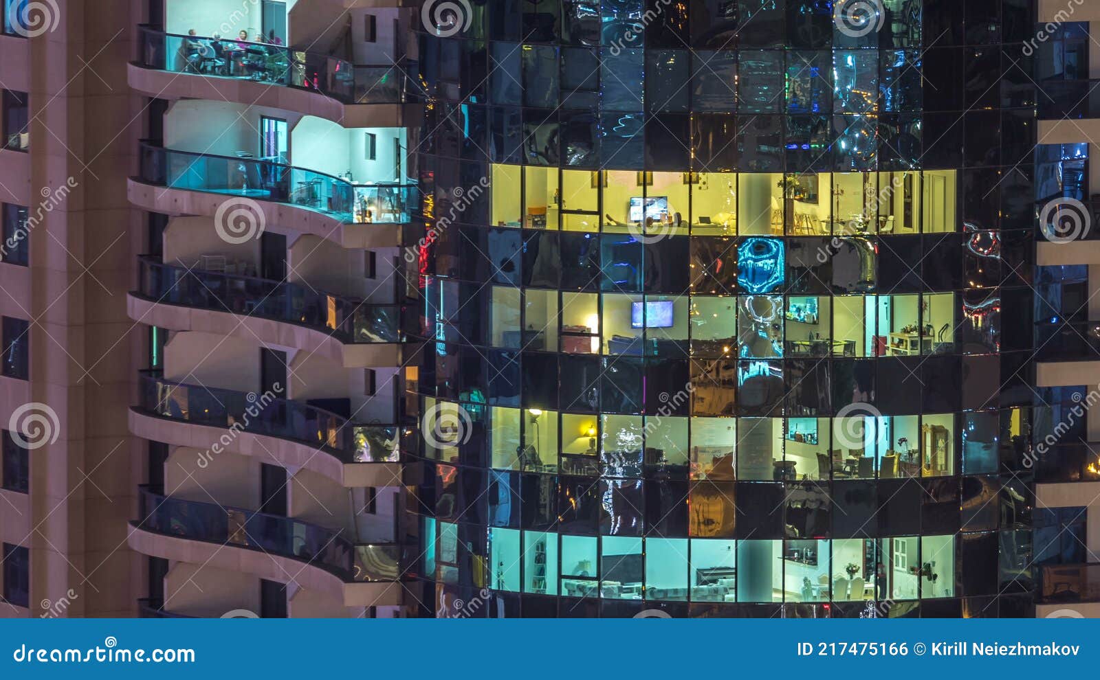 Windows of the Multi-storey Building of Glass and Steel Lighting Inside ...