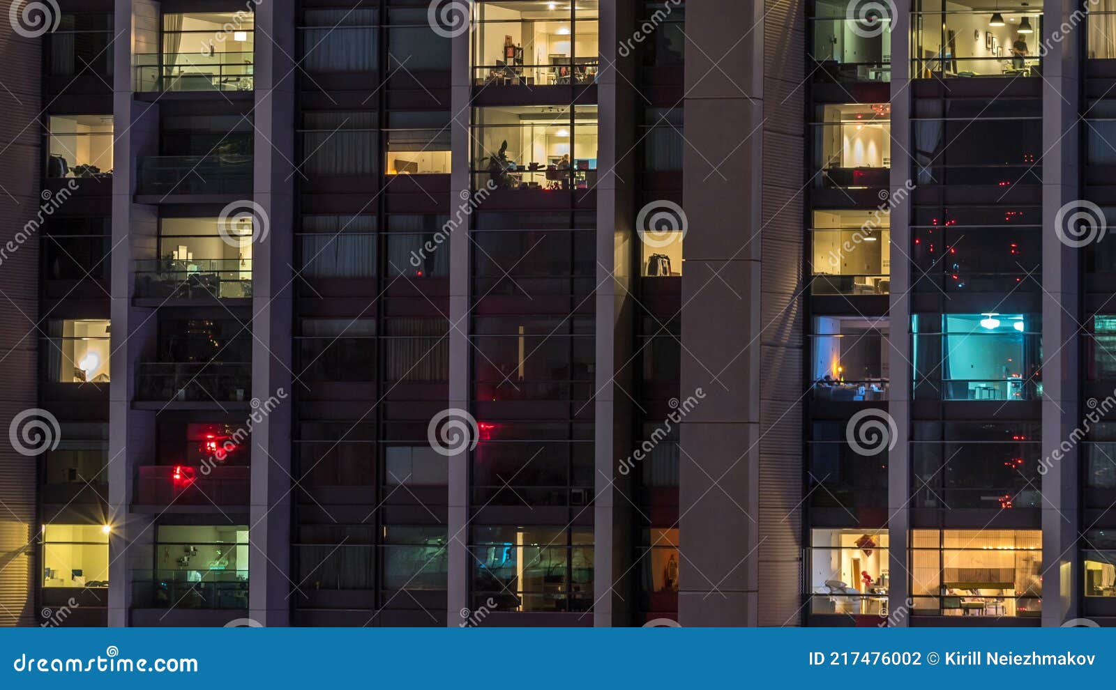 Windows of the Multi-storey Building of Glass and Steel Lighting Inside ...