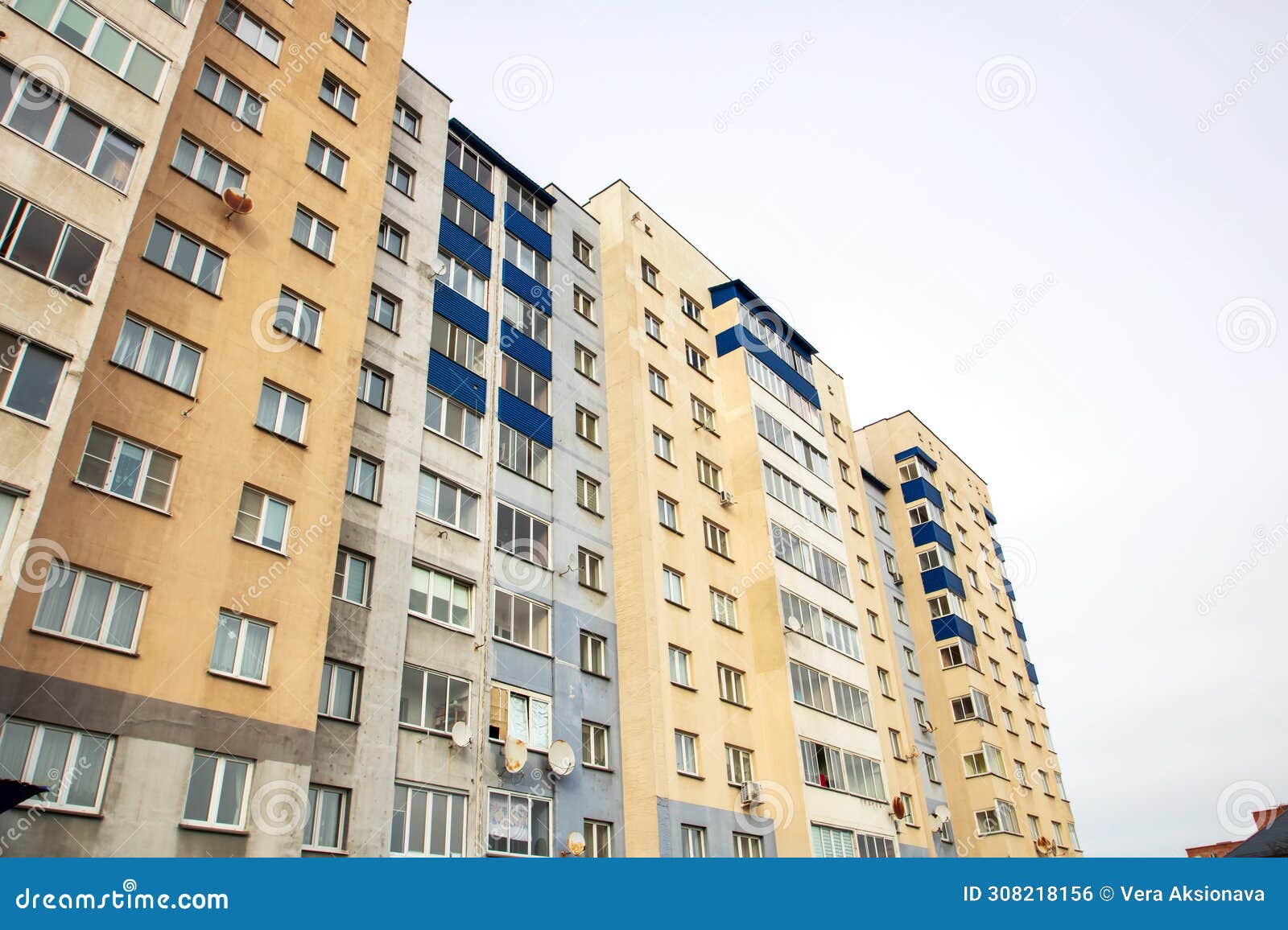 Windows of Multi-storey Tall Building Against Background of Sky Stock ...