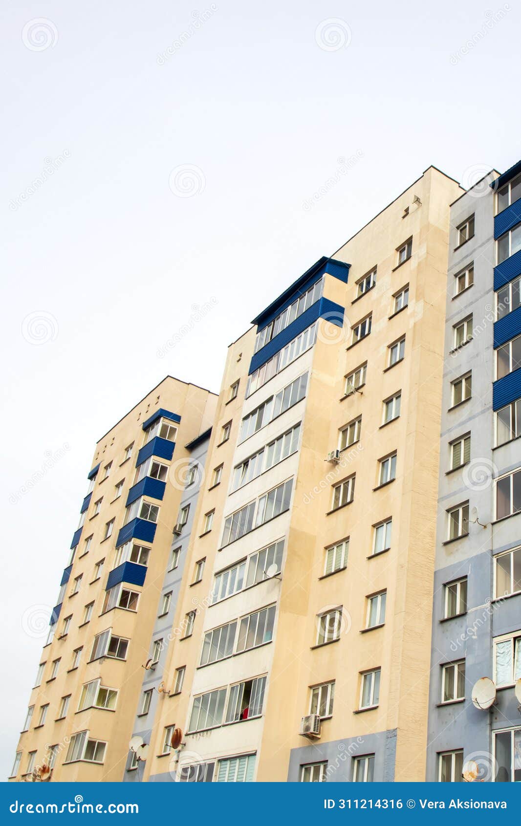 Windows of Multi-storey Tall Building Against Background of Sky Stock ...