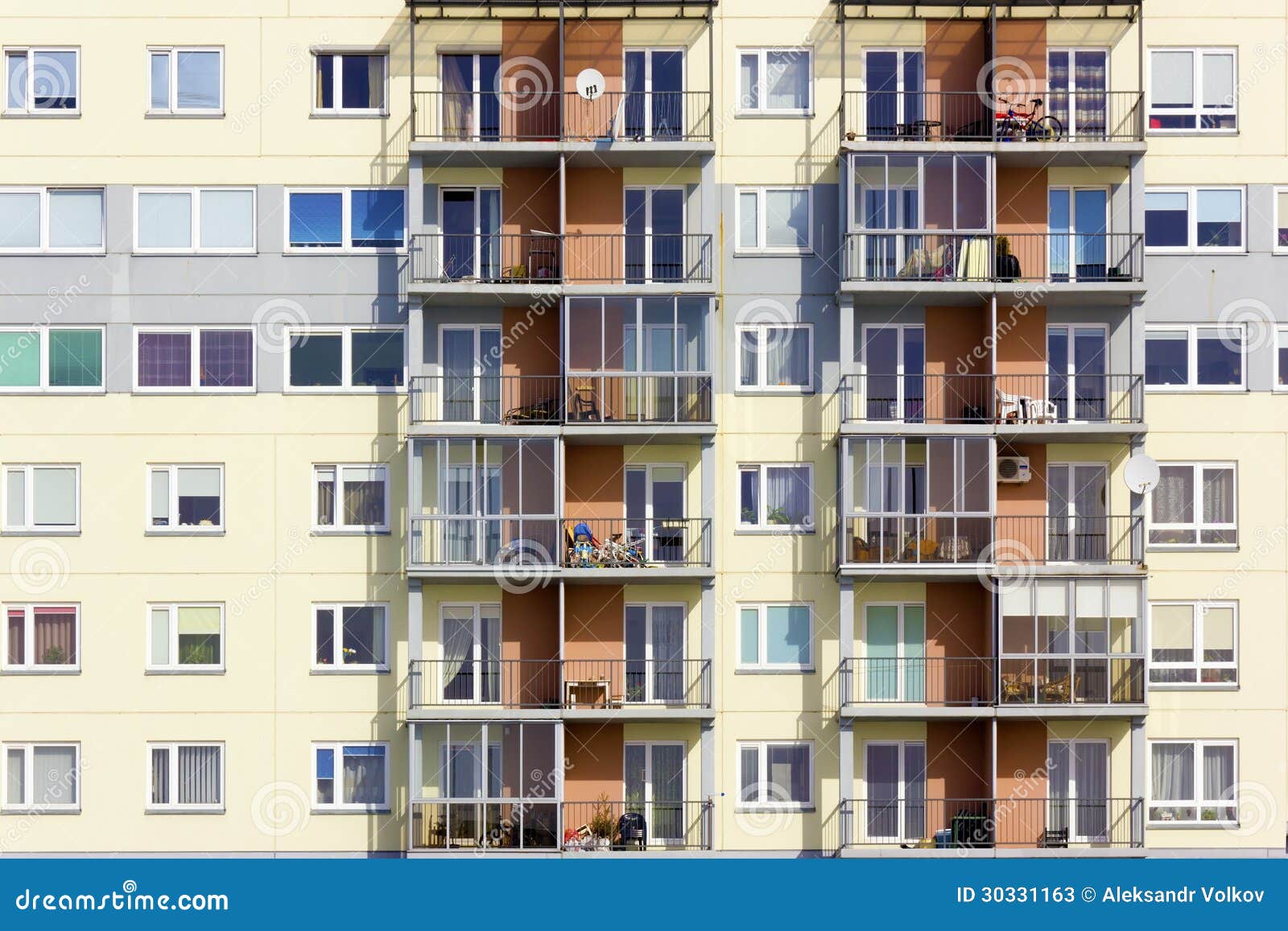 Windows of a Multiroom Apartment House Stock Image - Image of structure ...