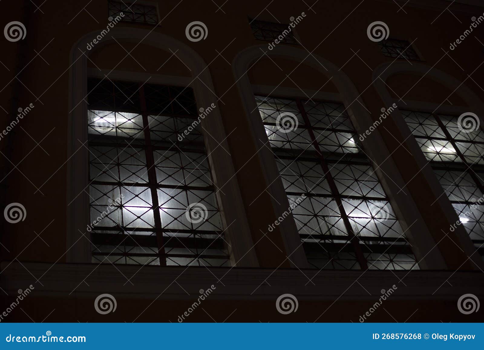 Windows at Night. Light in Windows in Evening Stock Photo - Image of ...