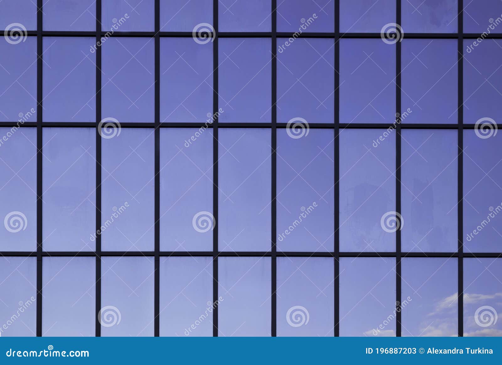 Windows In An Office Building, Background. Blue Sky Reflected In The ...