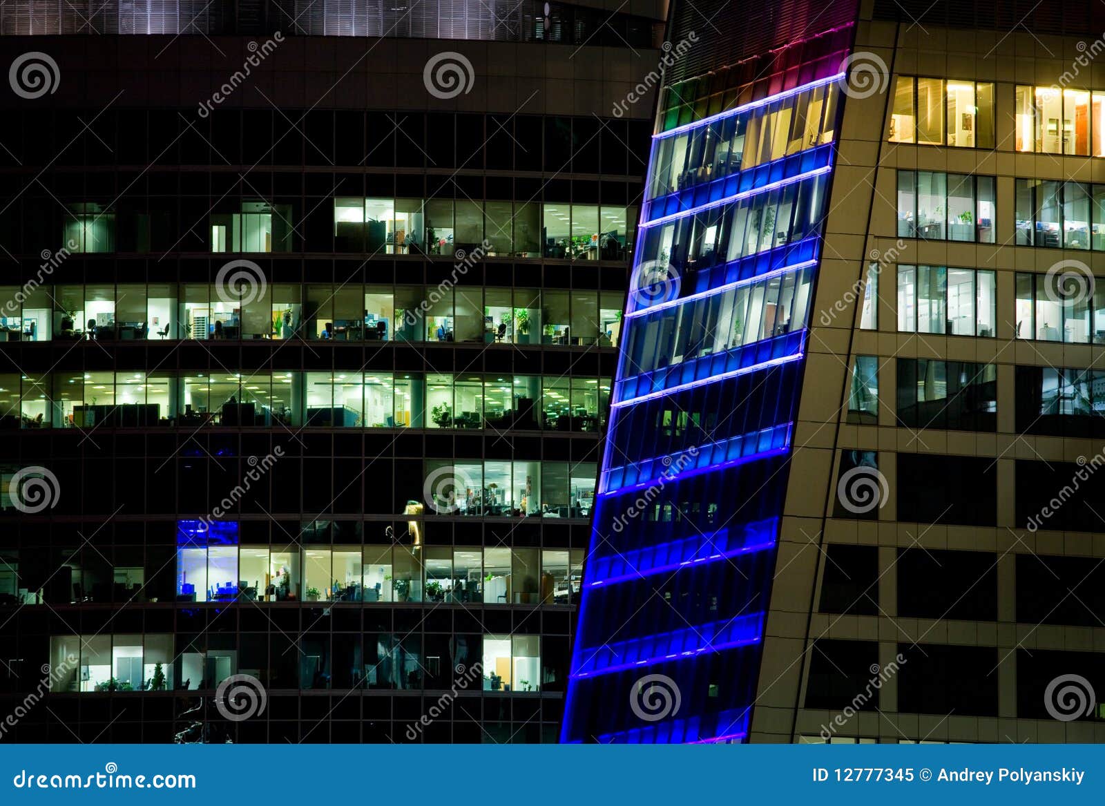 Windows of an Office Building at Night Stock Image - Image of design ...
