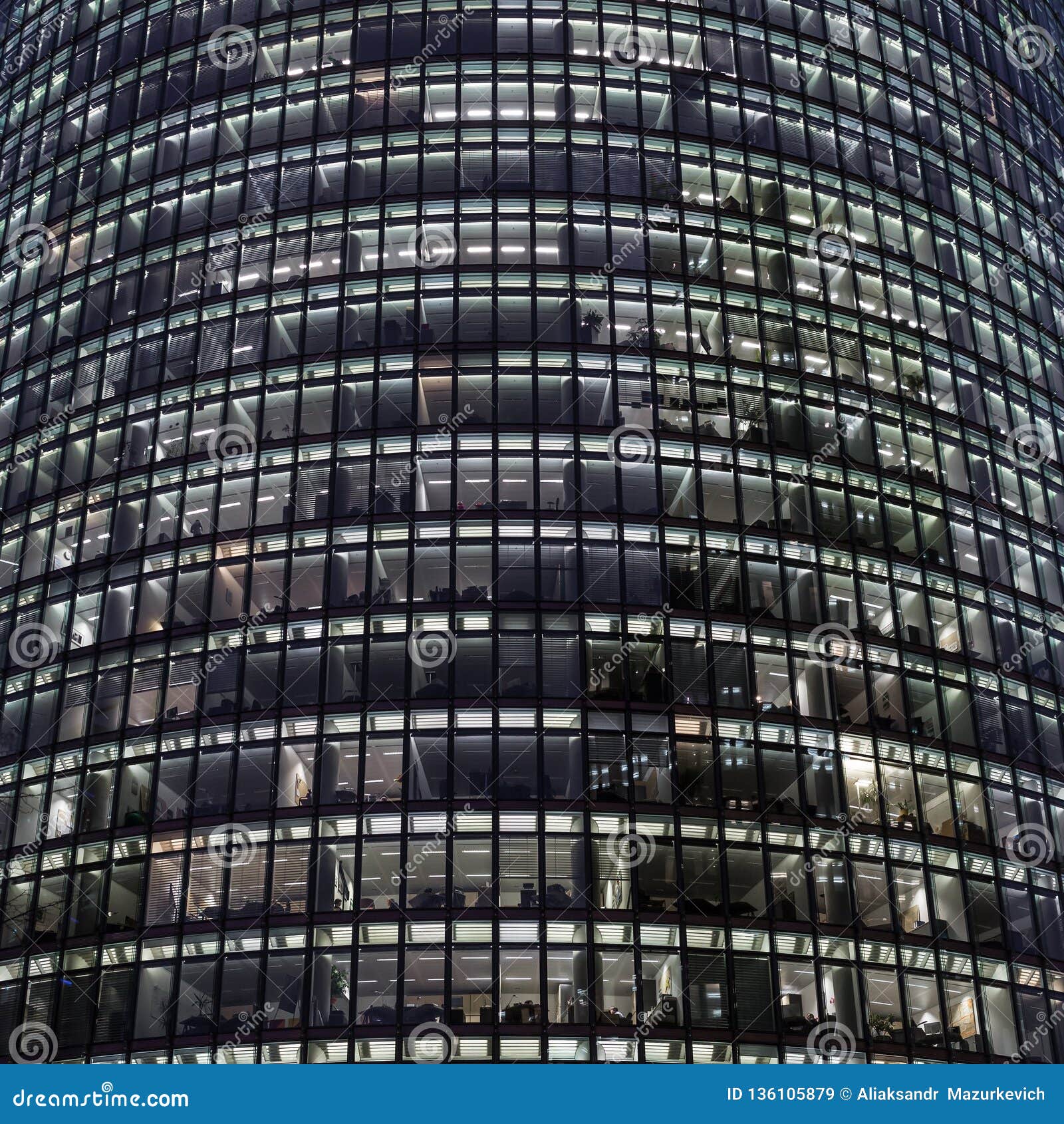 Windows of the Office Building Stock Image - Image of night, financial ...