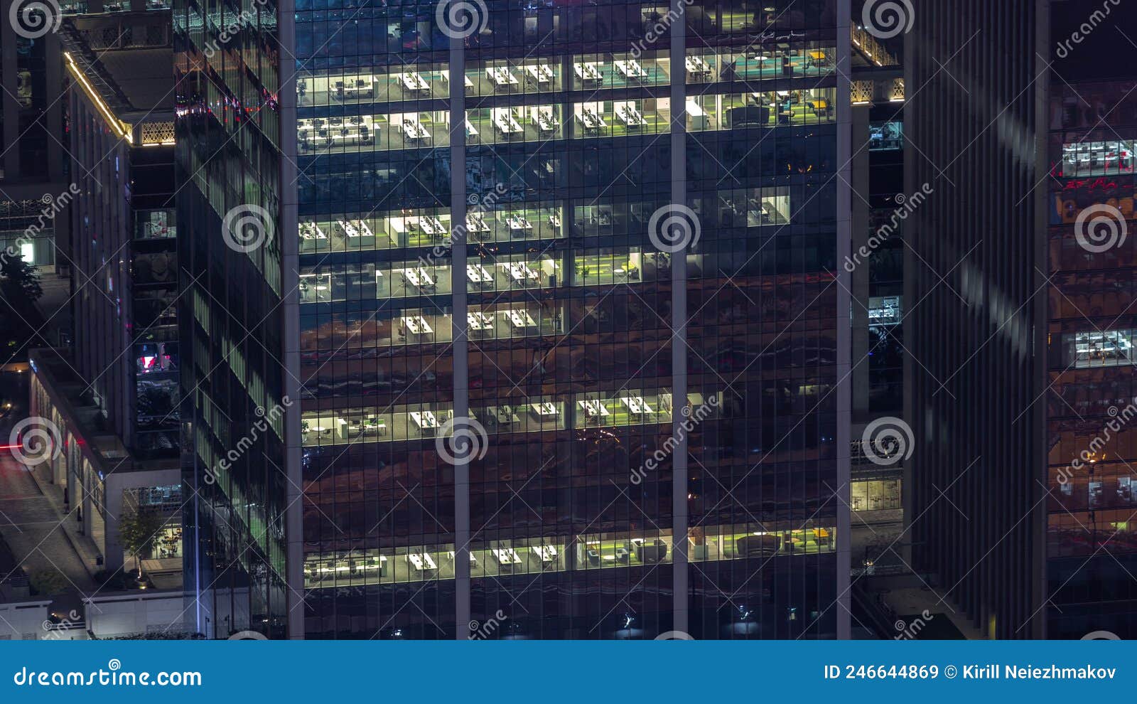 Windows in Offices of a High Class Building at Night Timelapse Stock ...