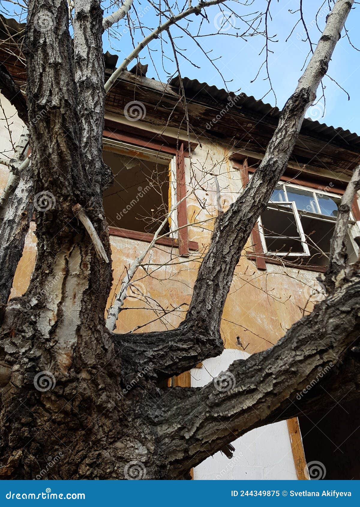 The Windows of an Old Abandoned House with Broken Glass. the Concept of ...