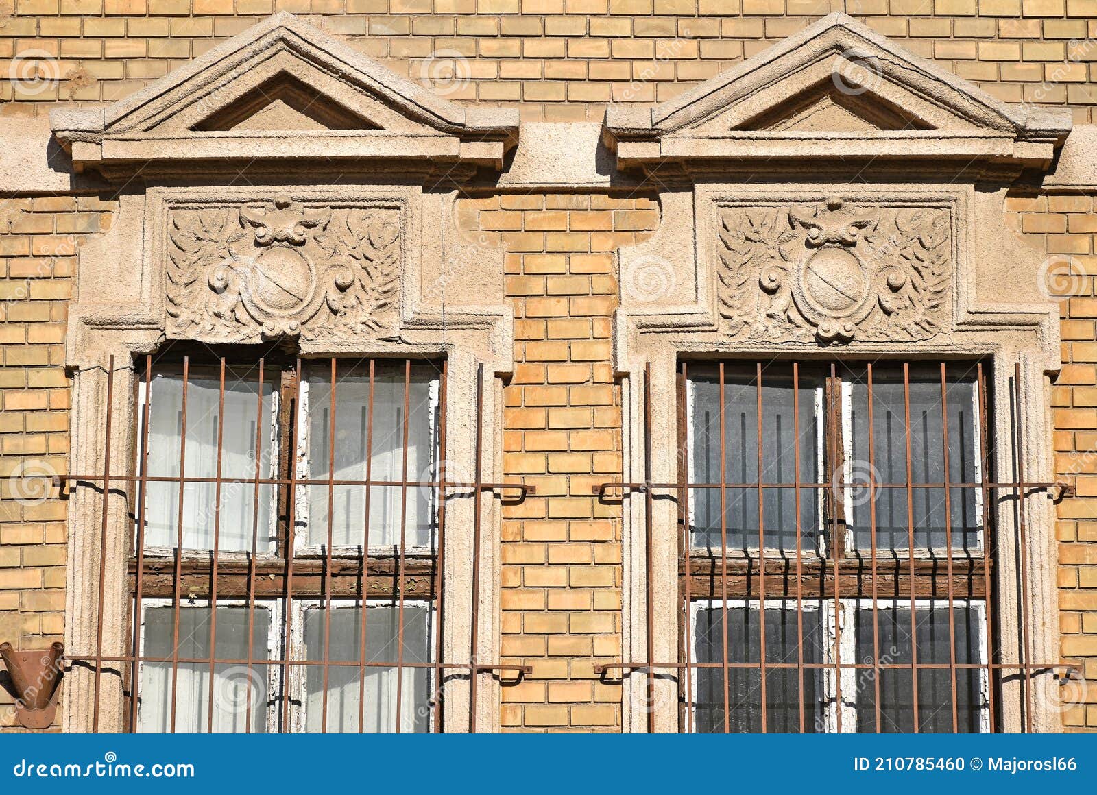 Windows of an Old Brick House Stock Photo - Image of building, house ...