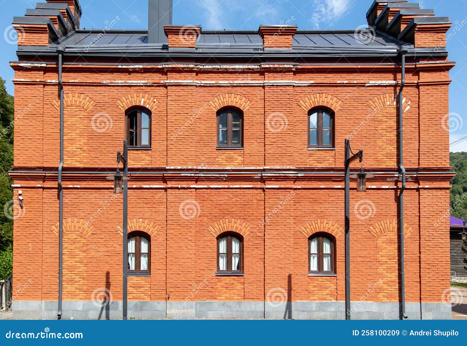 Windows on an Old Brick House. Stock Image - Image of architecture ...