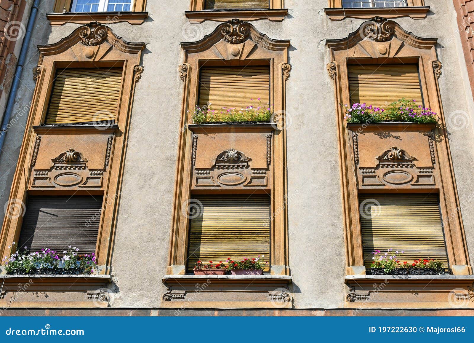 Windows of an old building stock photo. Image of view - 197222630