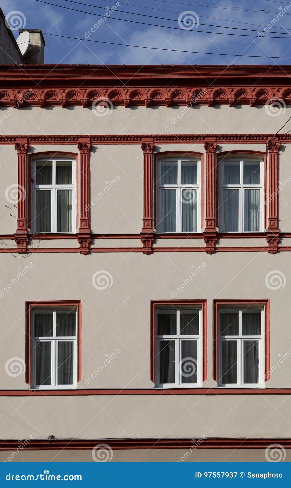 Windows of old building stock image. Image of painted - 97557937