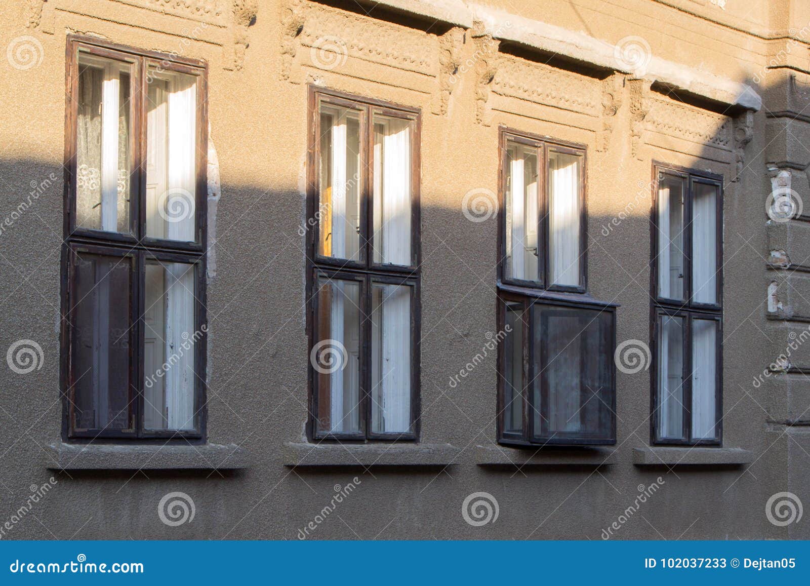 Windows on the Old Building Stock Image - Image of exterior, ancient ...