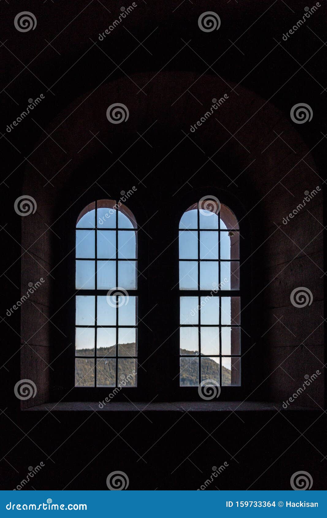 Windows of an Old Castle Made of Sandstone Stock Photo - Image of blue ...