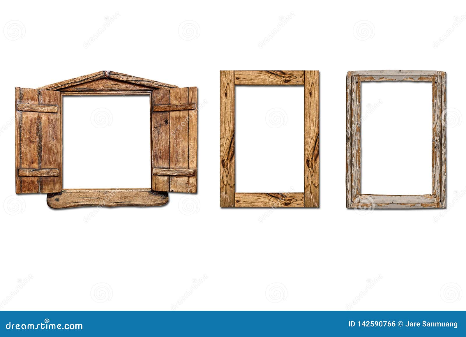 Windows Old Made from Wooden on White Background. Stock Photo - Image ...