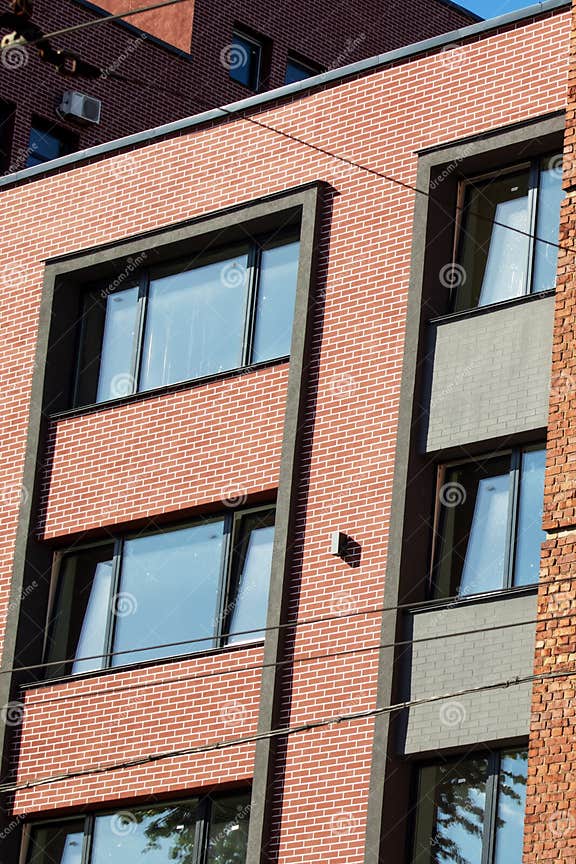 Windows of an Old Multistorey Building Stock Image - Image of estate ...