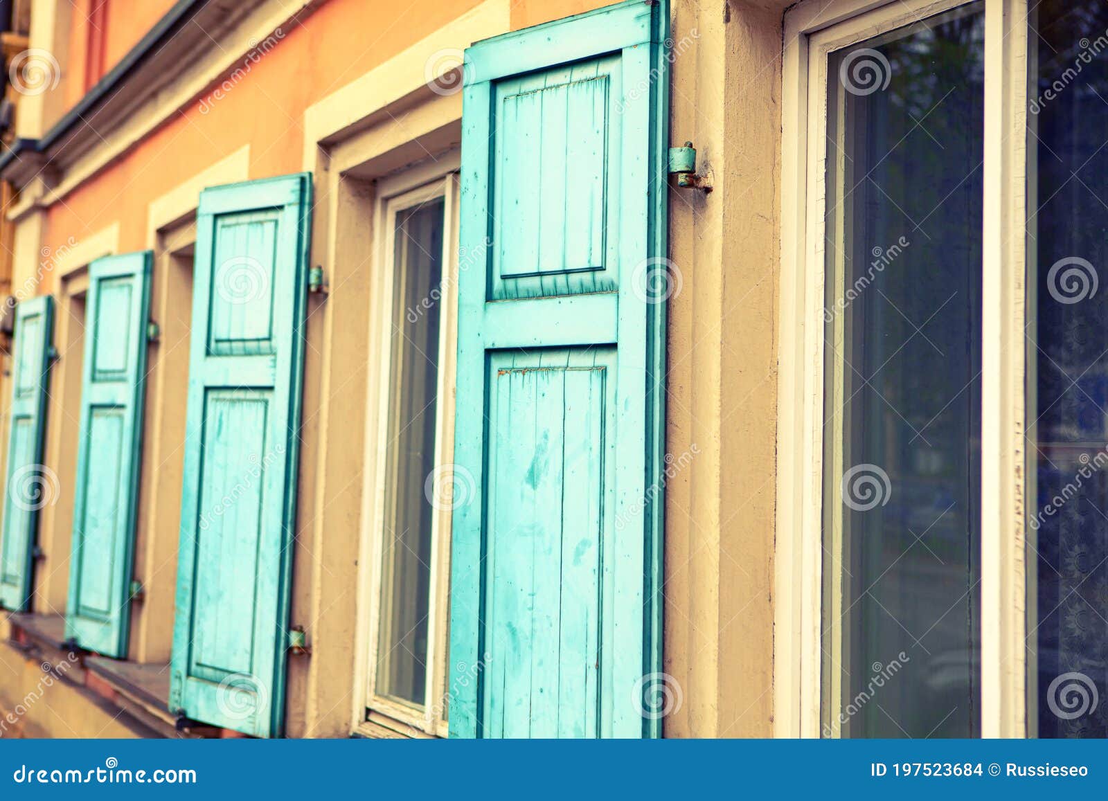 Windows with open shutters stock photo. Image of design - 197523684