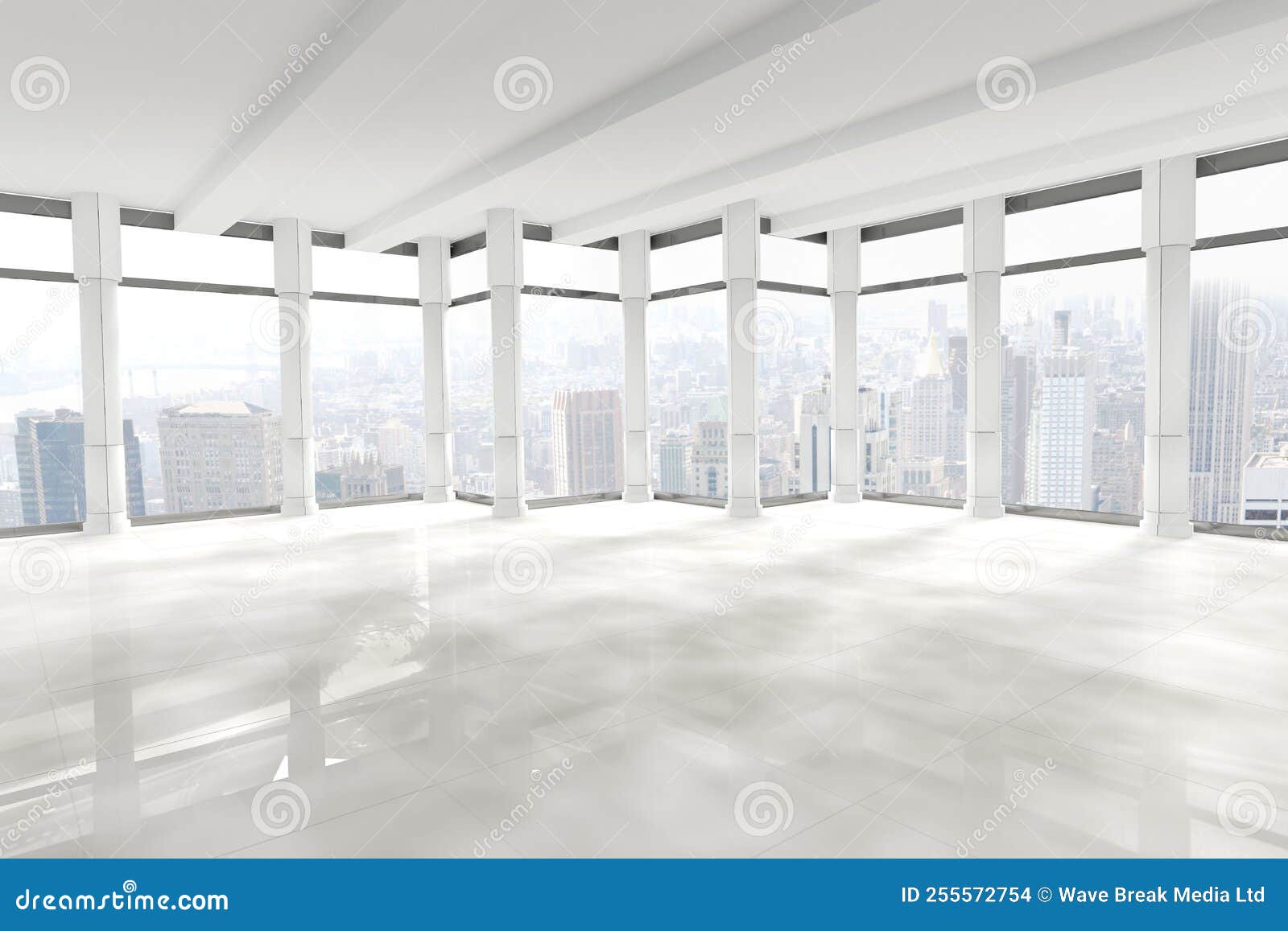 Windows overlooking city stock photo. Image of room - 255572754
